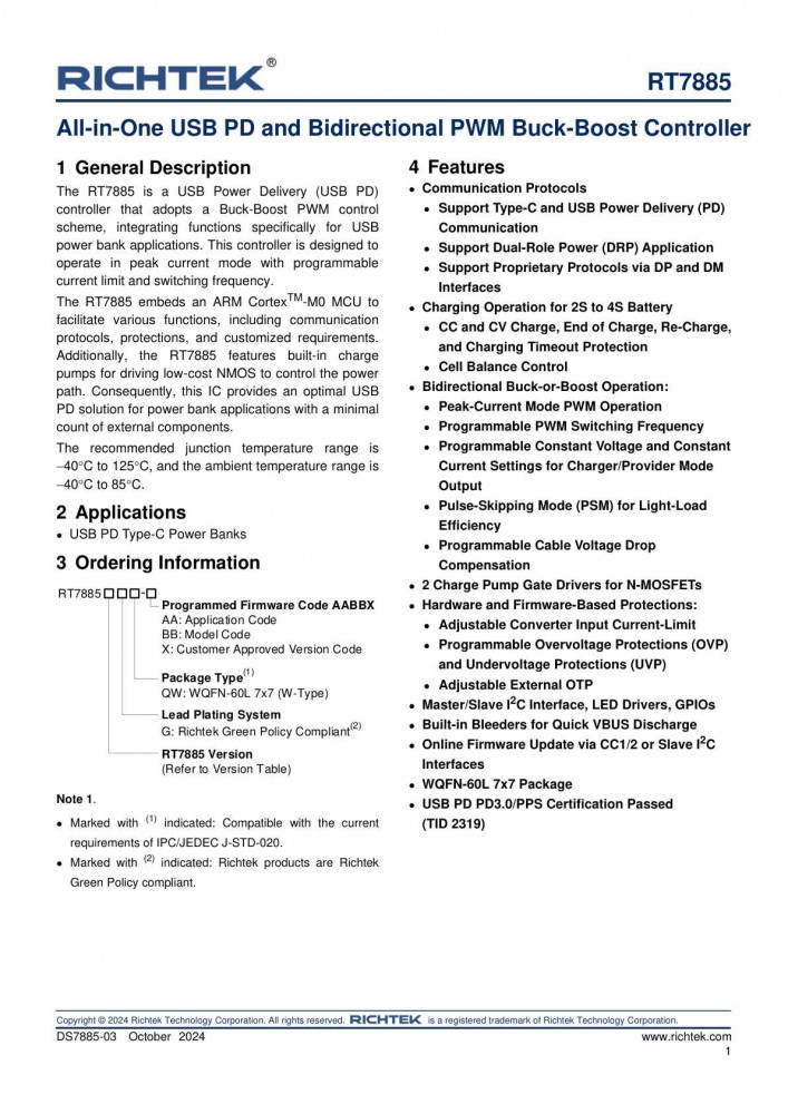 RT7885 technical document preview