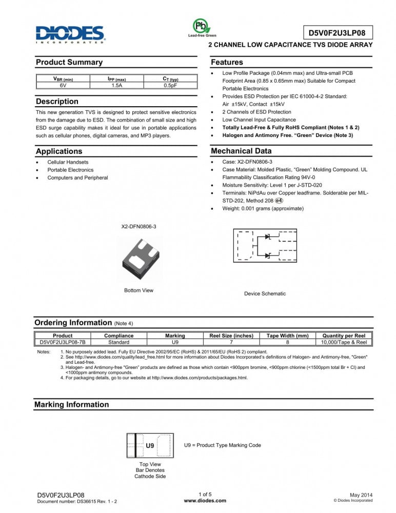 D5V0F2U3LP08-7B datasheet page 1