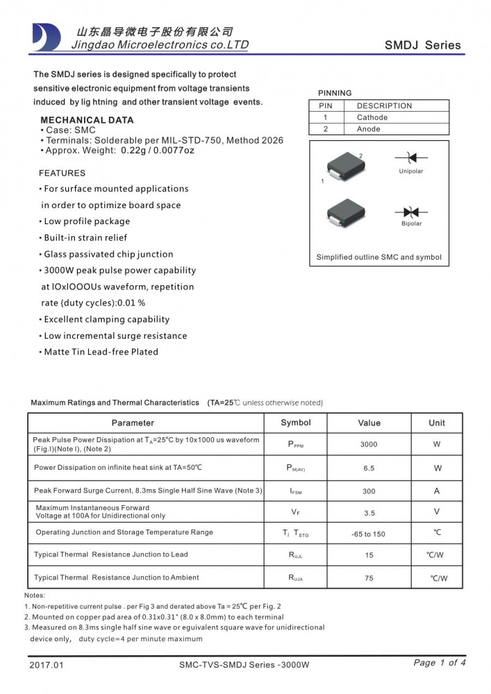 SMDJ series datasheet page 1