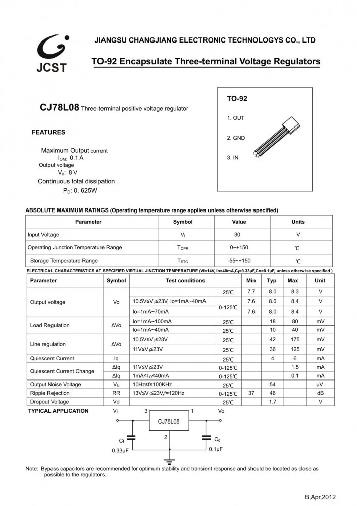 CJ78L08 datasheet preview