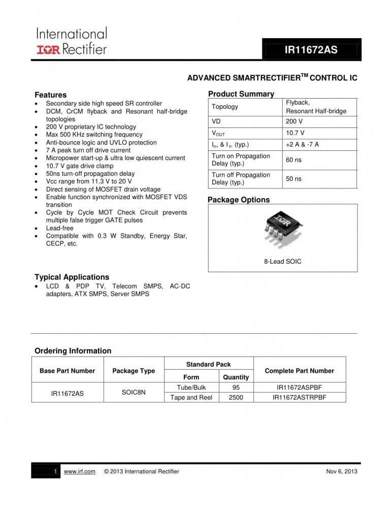 IR11672AS datasheet page 1