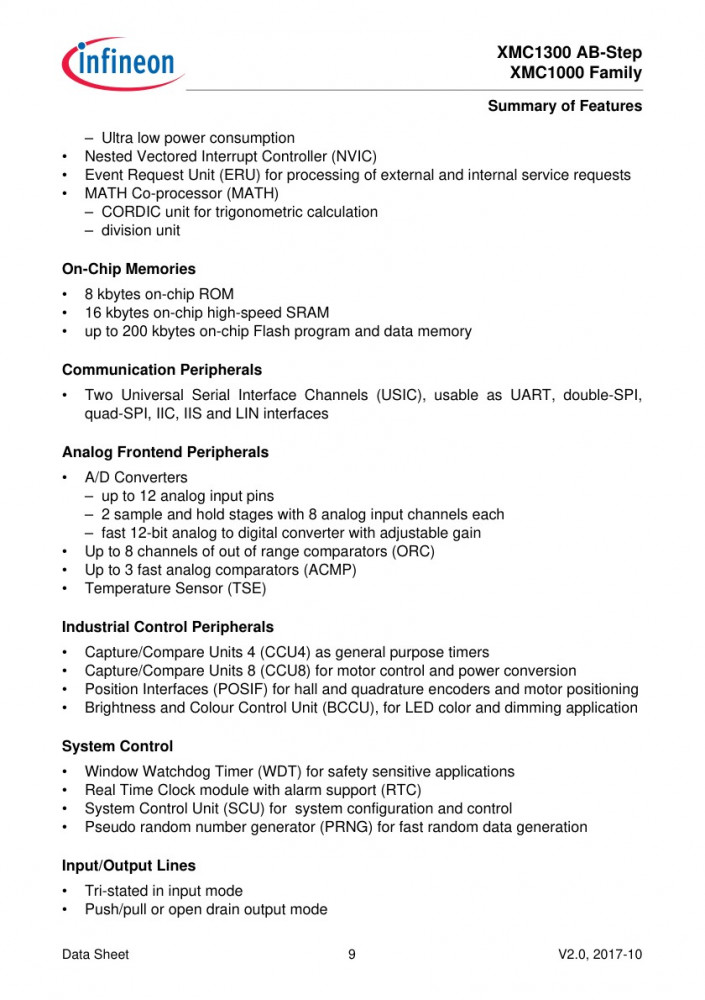 XMC1300 datasheet page 9