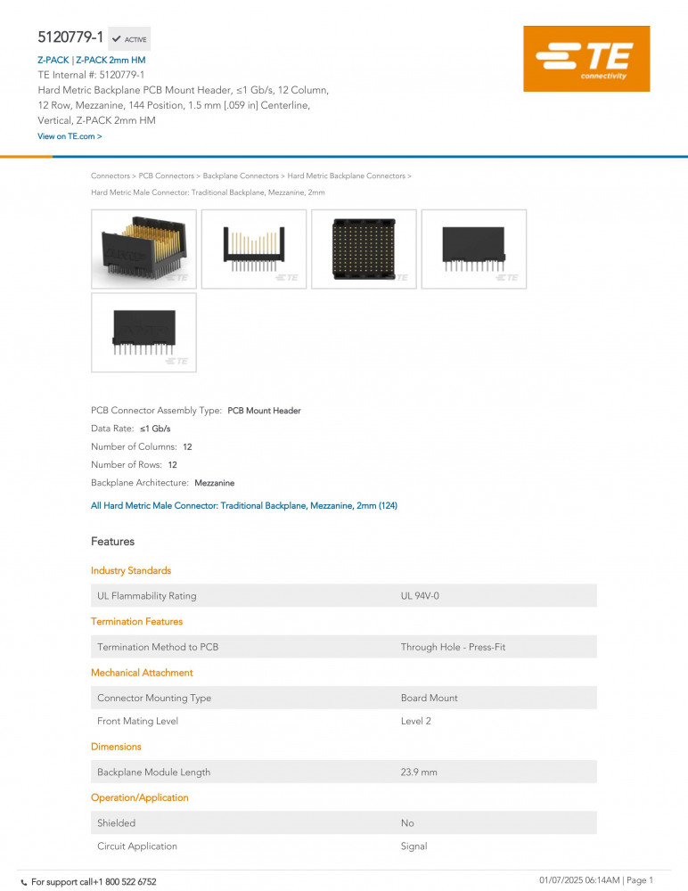 5120779-1 technical document page 1
