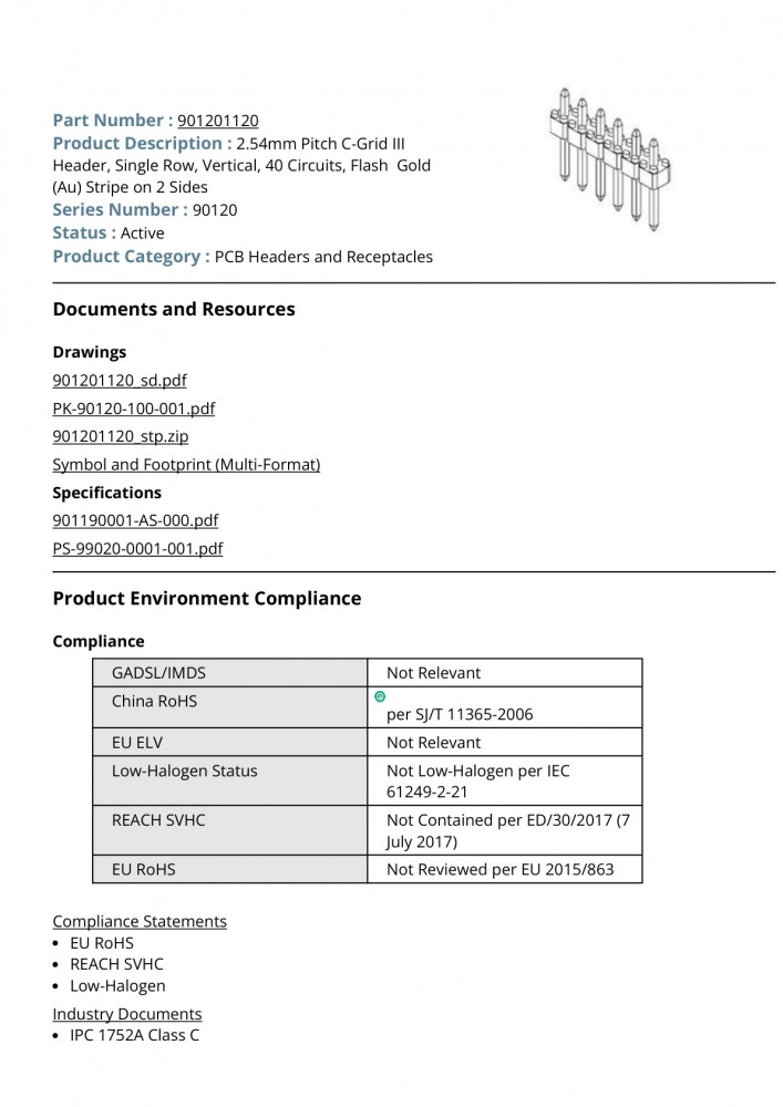 MOLEX 901201120 technical document image 1