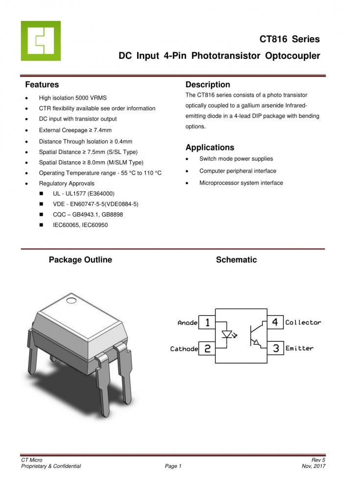 CT816C(SL)(T3)-H datasheet page 1