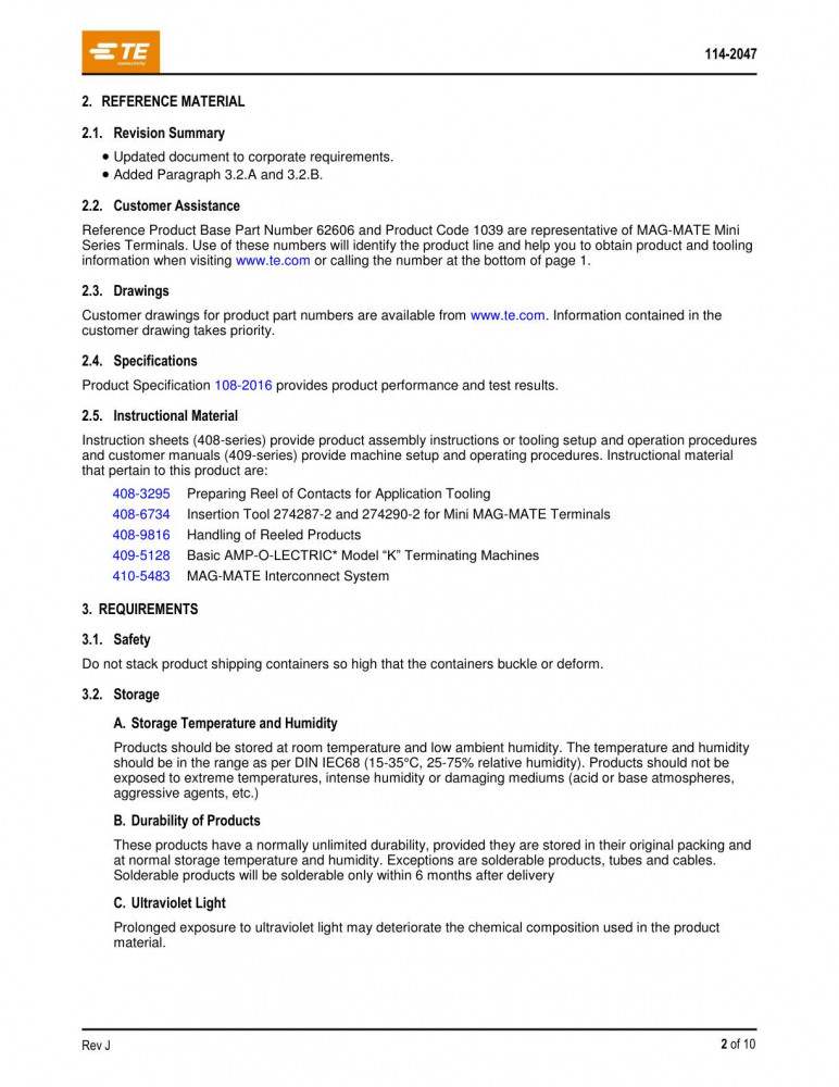 TE Connectivity MAG-MATE Mini Series document page 2