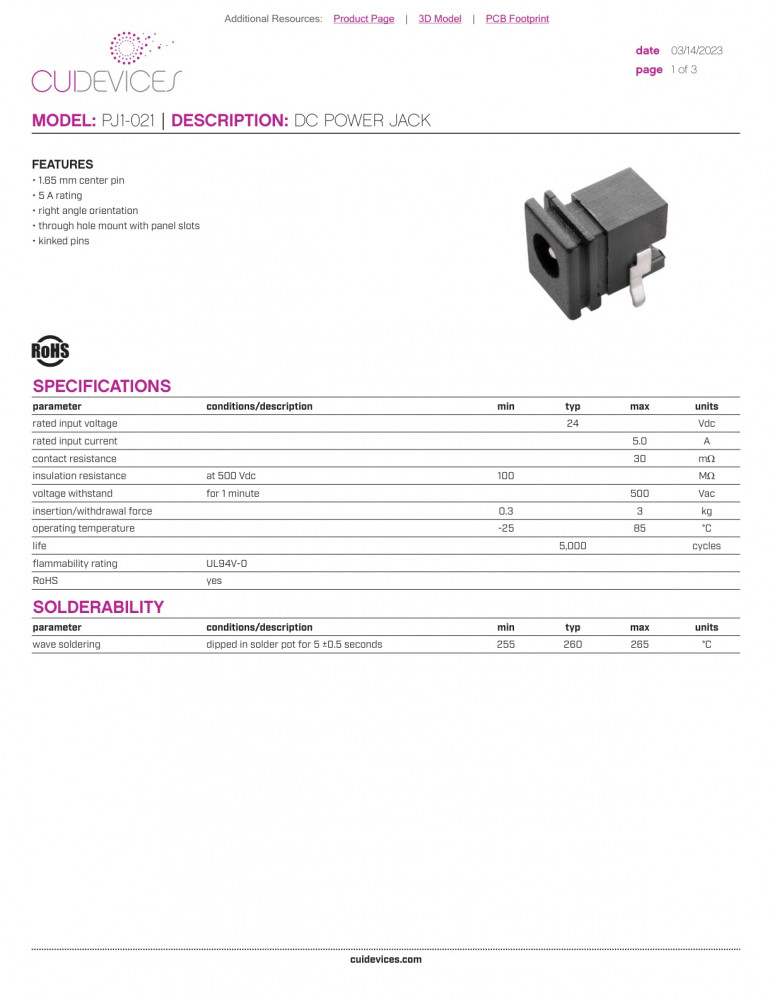 PJ1-021 technical document page 1