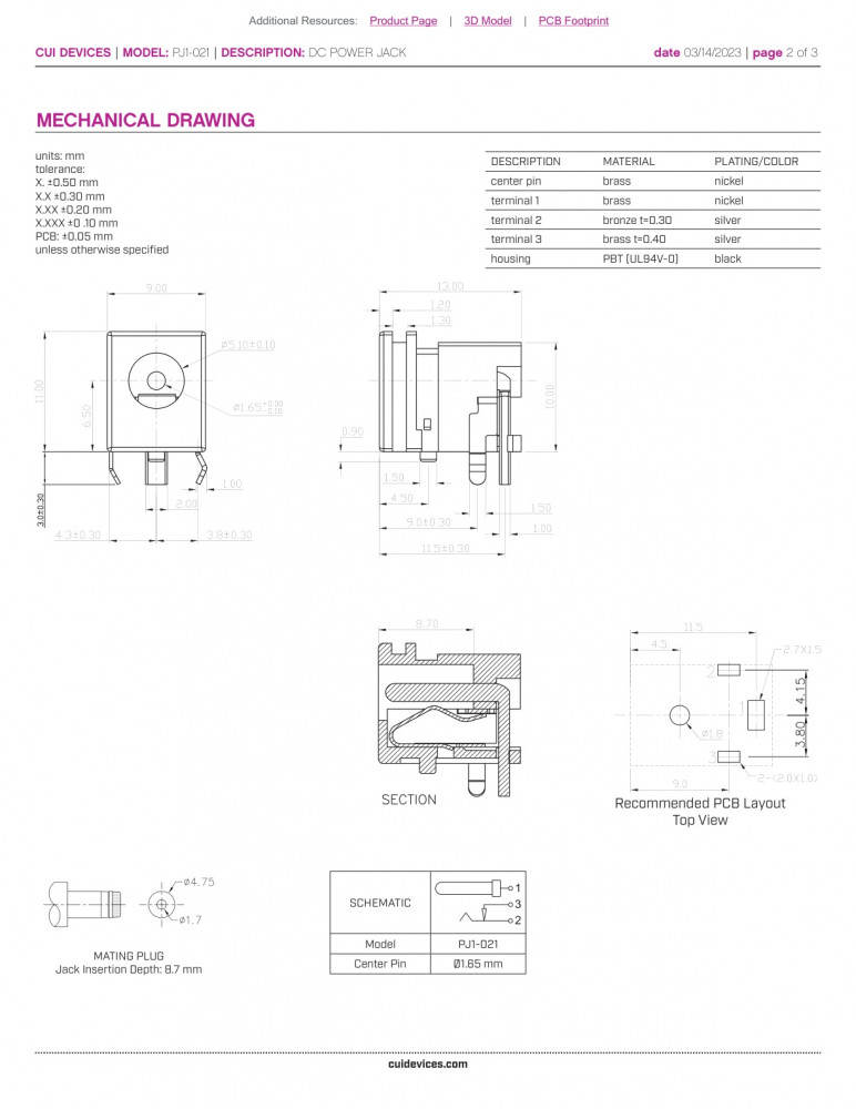 PJ1-021 technical document page 2