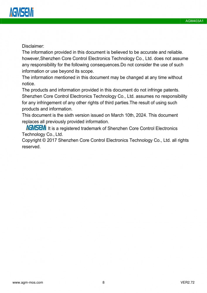 AGM403A1 datasheet page 8