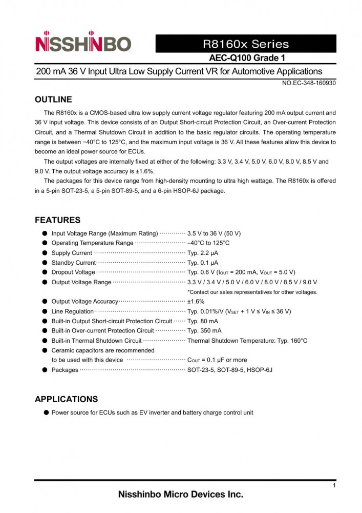 R8160x datasheet page 1