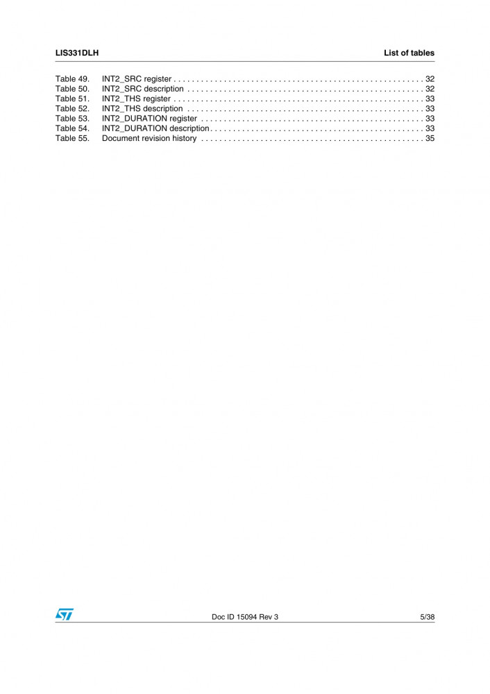 LIS331DLHTR technical document page 5