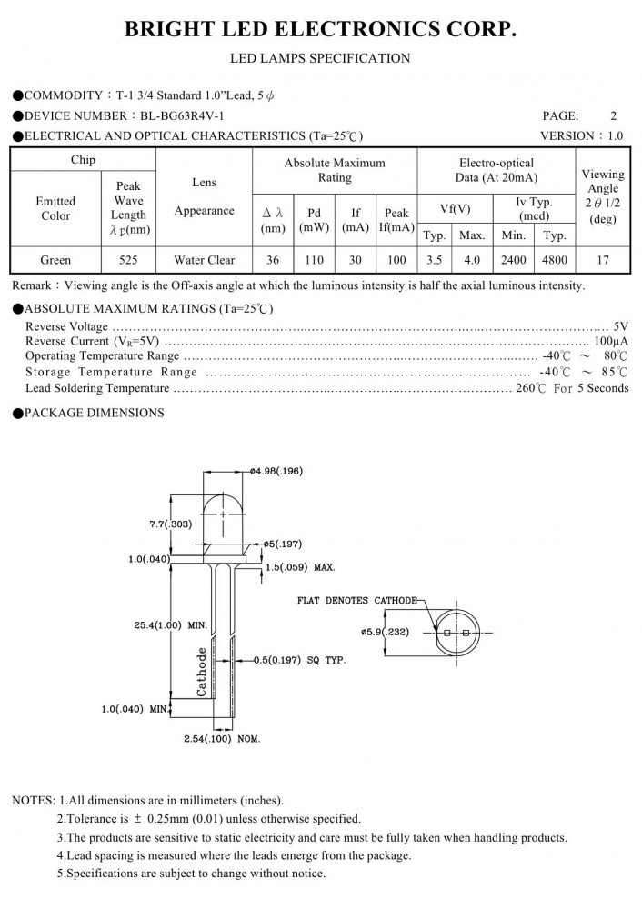 BL-BG63R4V-1 product documentation page 1