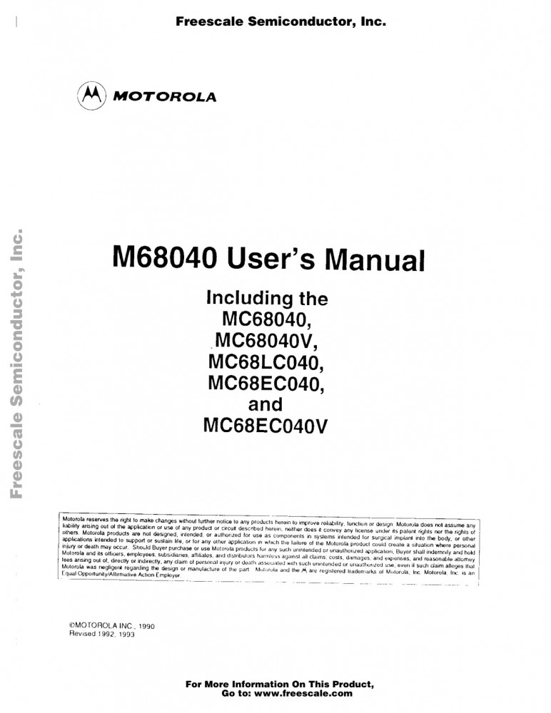 M68040 User's Manual page 4