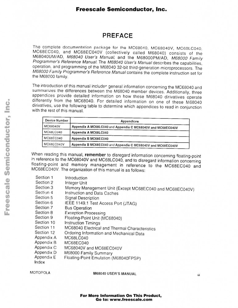 M68040 User's Manual page 6