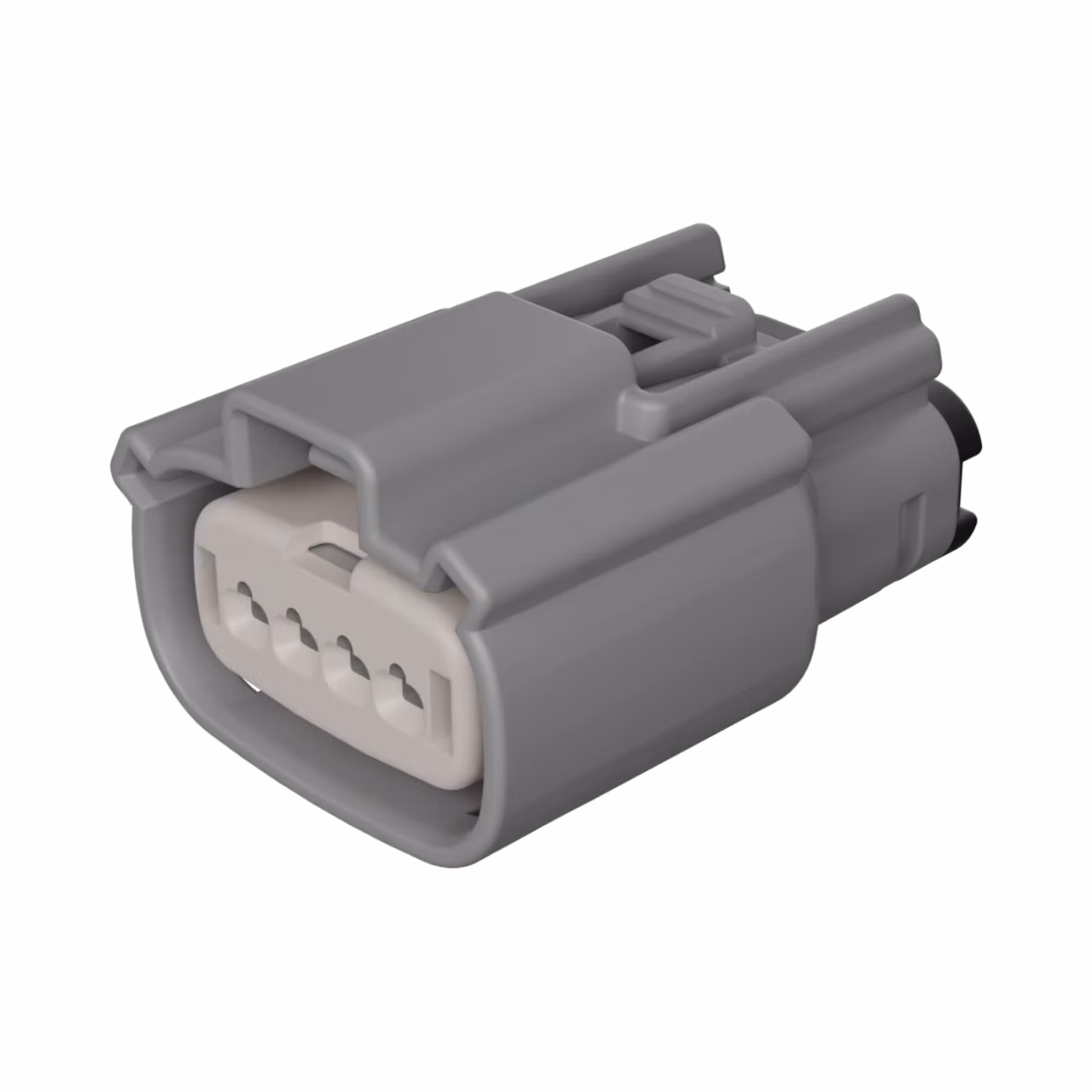 MX150 Mat-Sealed Female Connector Assembly, Single Row, 4 Circuits, Keying Option B, Light Gray for sale