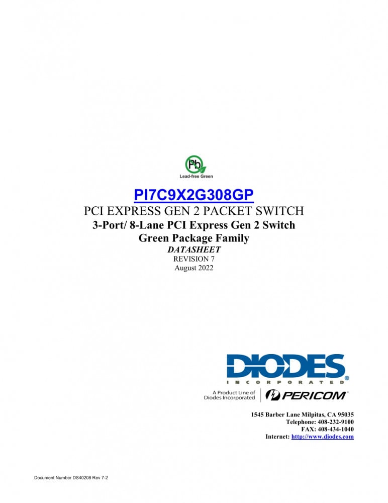 PI7C9X2G308GP datasheet page 1