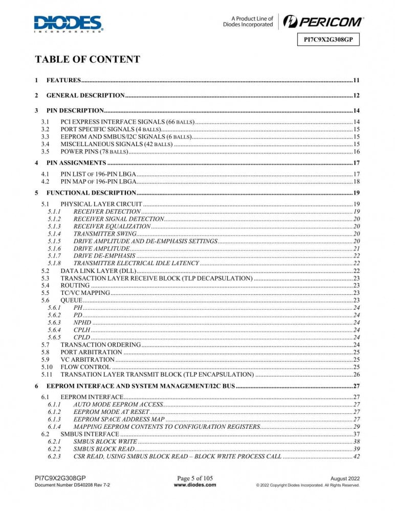 PI7C9X2G308GP datasheet page 5