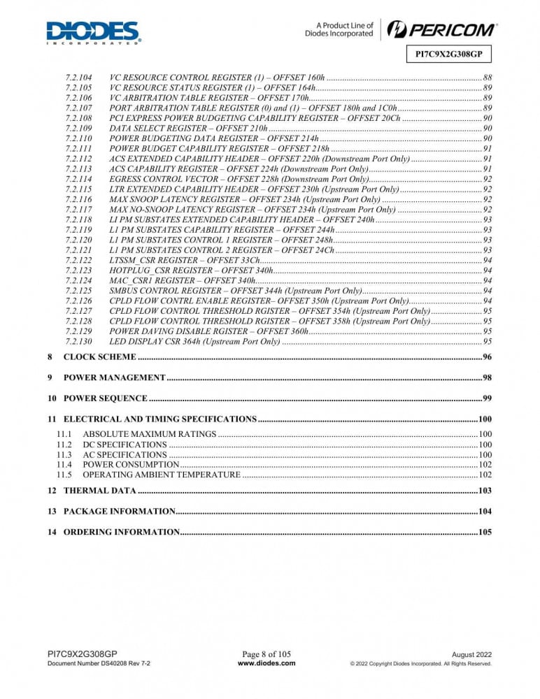 PI7C9X2G308GP datasheet page 8