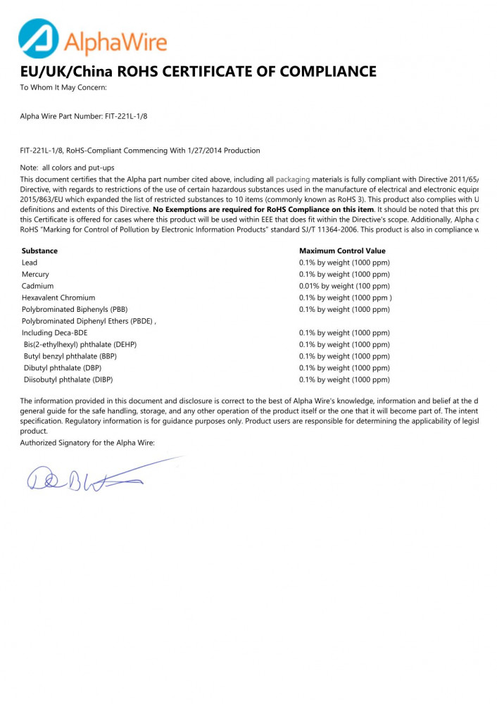 Alpha Wire FIT-221L-1/8 technical document page 3
