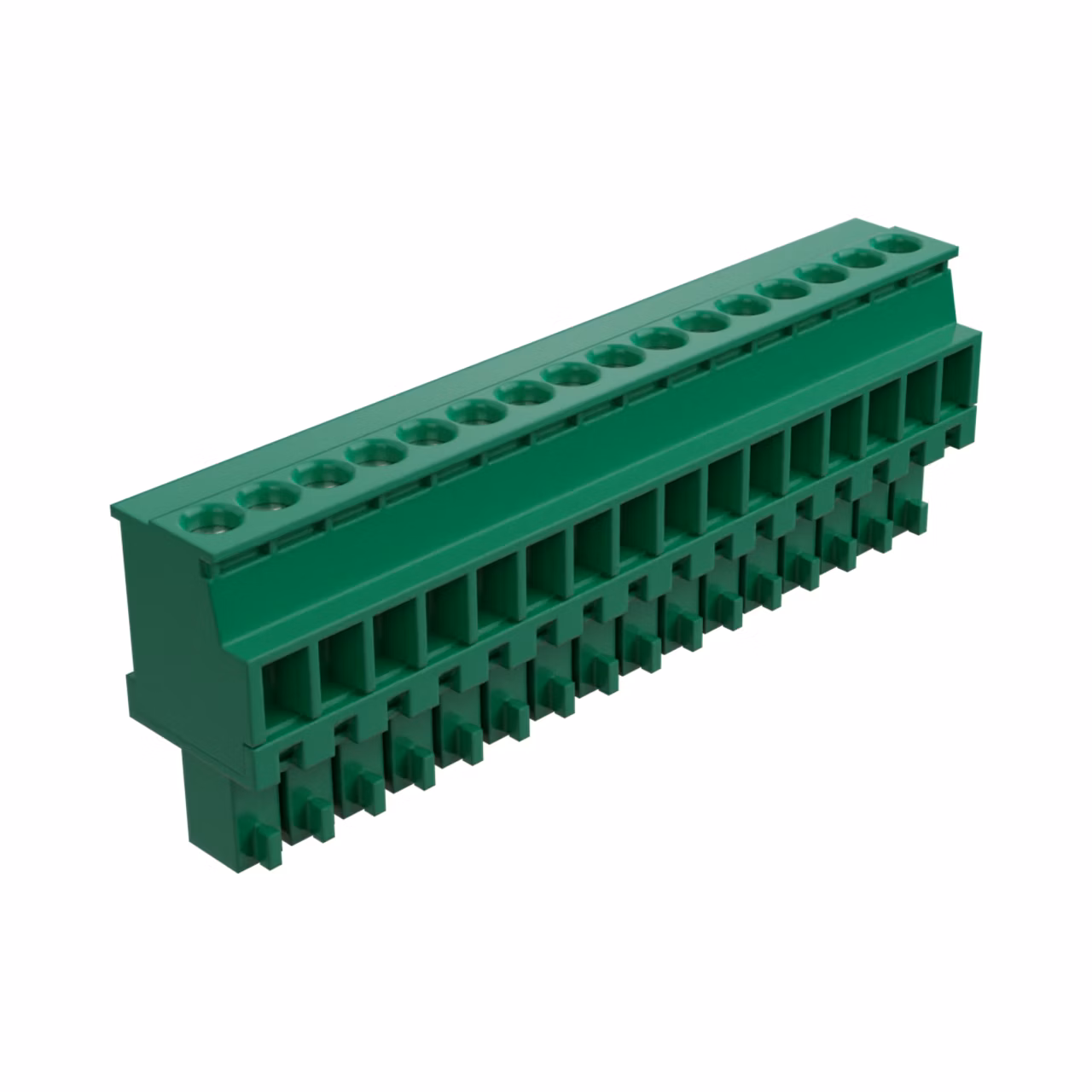 3.50mm Pitch Eurostyle Vertical Plug, with Standard Imprinting, Front Wire Entry, Green Housing, Gold (Au) Plated, 16 Circuits for sale