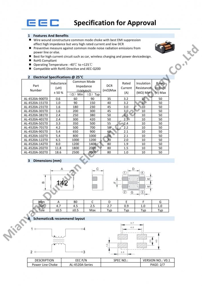 AL-4520A-701T0 specification page 3