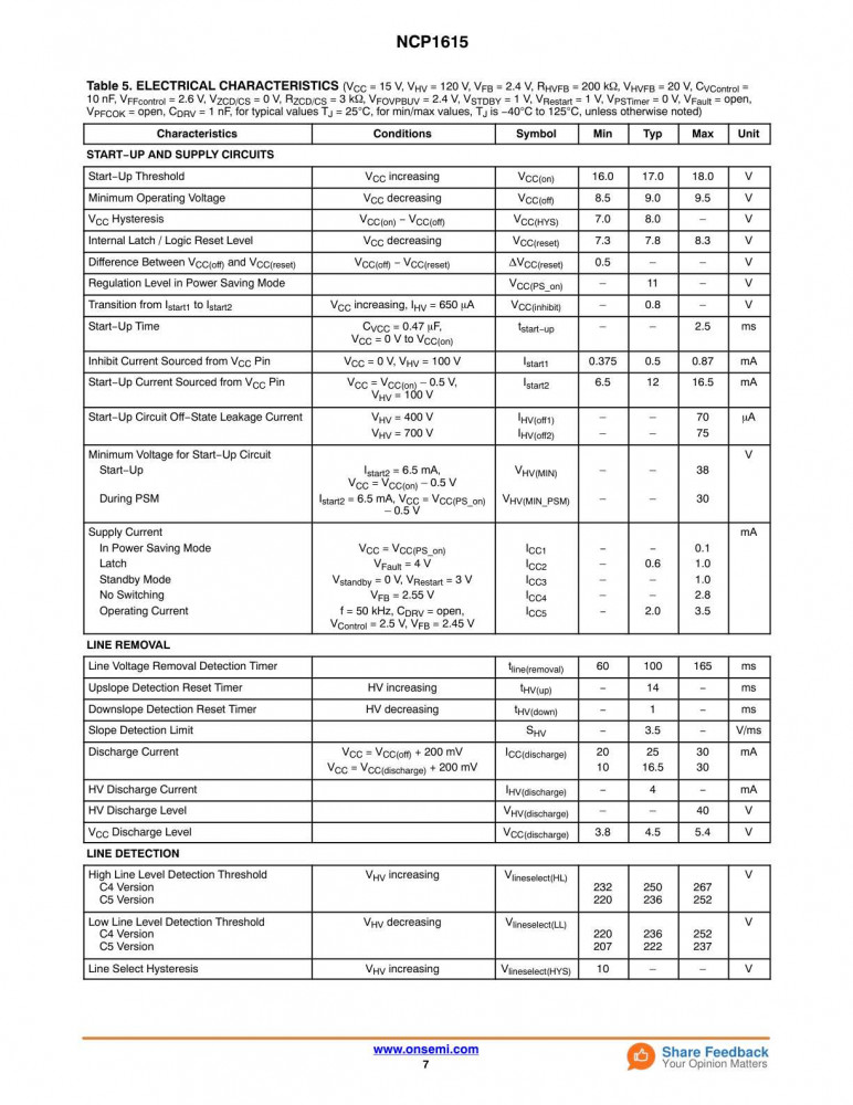 NCP1615 datasheet preview, page 7
