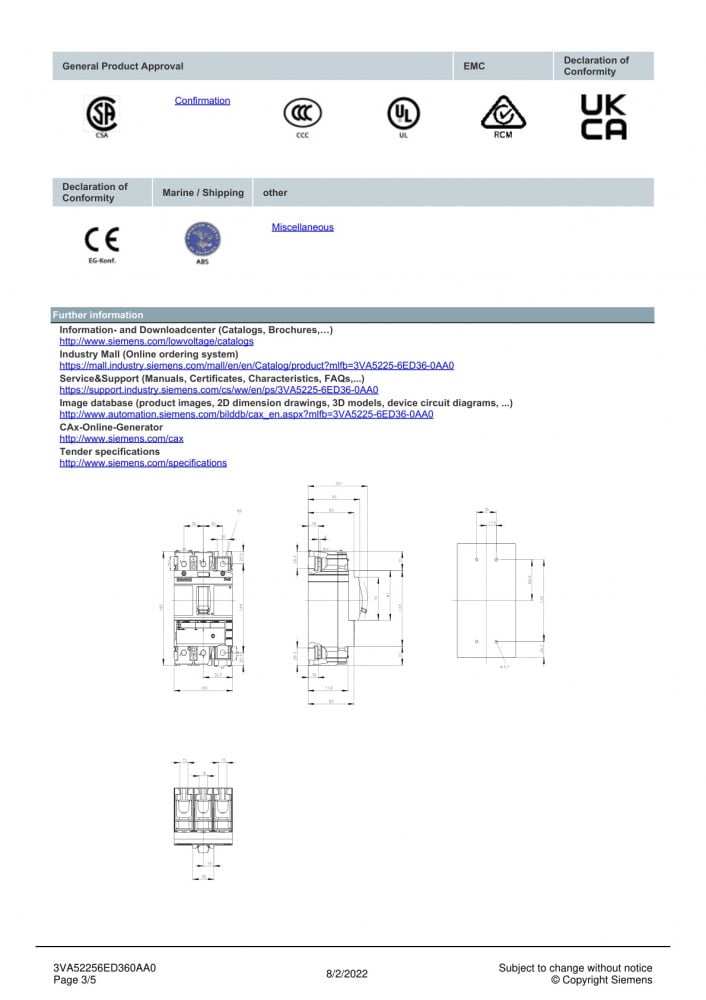 Siemens 3VA5225-6ED36-0AA0 documentation page 3