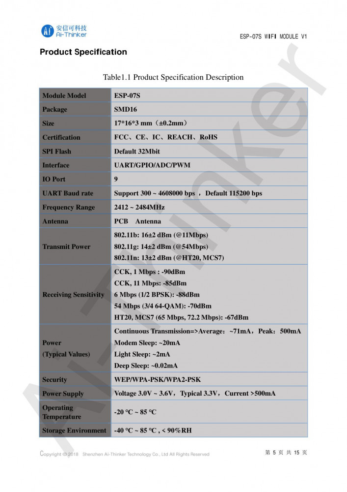 ESP-07S datasheet page 6