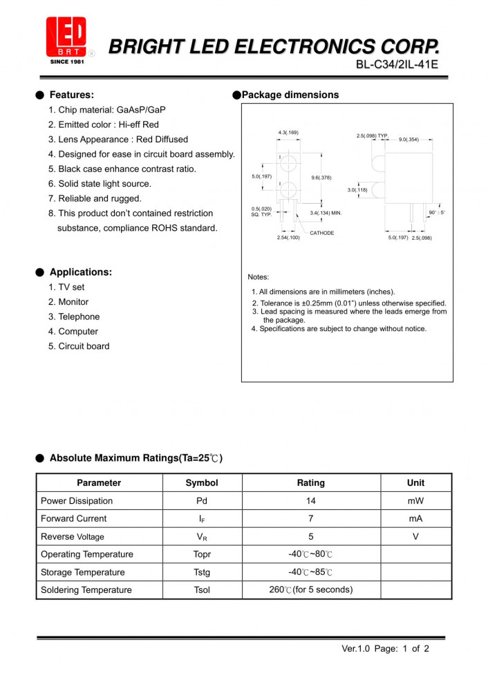 BL-C34-2IL-41E datasheet page 1