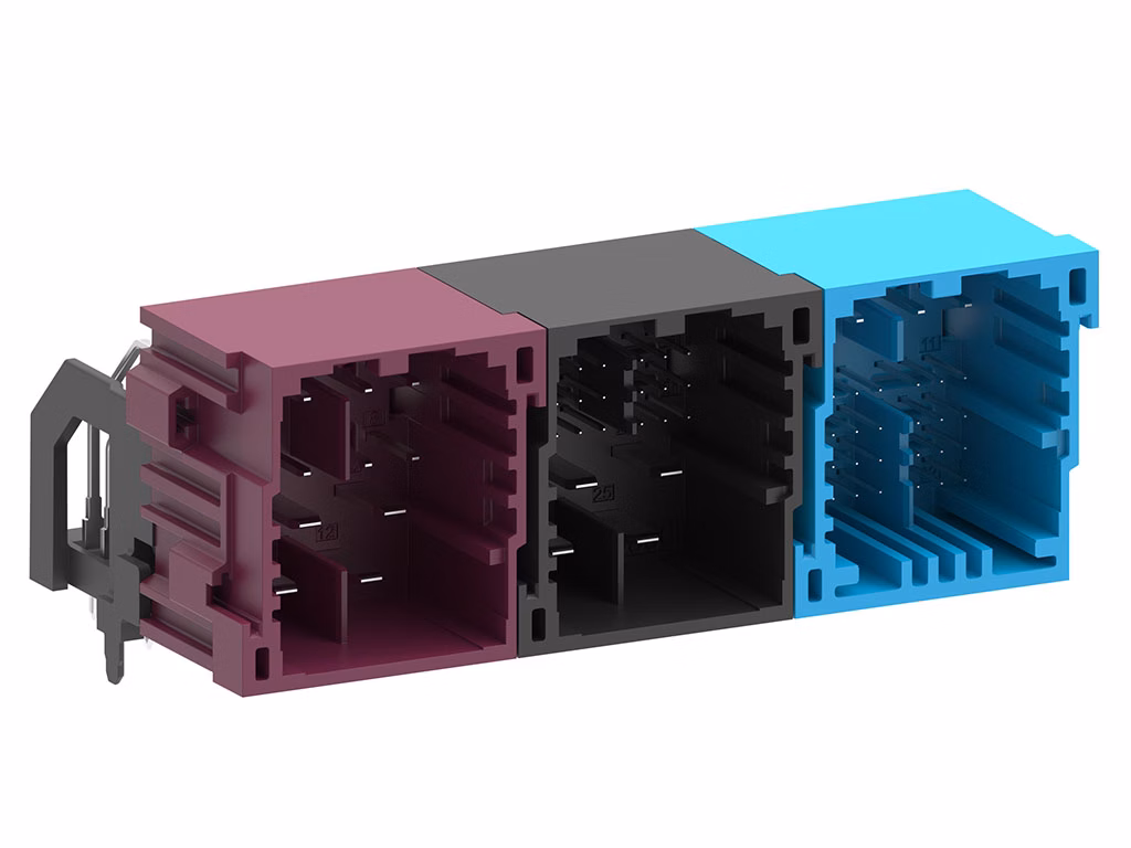 stAK50h 3 Bay Right-Angle Hybrid Header, 92 Circuits, Bay 1: 32 Circuits/Key 1/Black; Bay 2: 28 Circuits/Key 2/Green; Bay 3: 32 Circuits/Key 3/Dark Gray; Tube