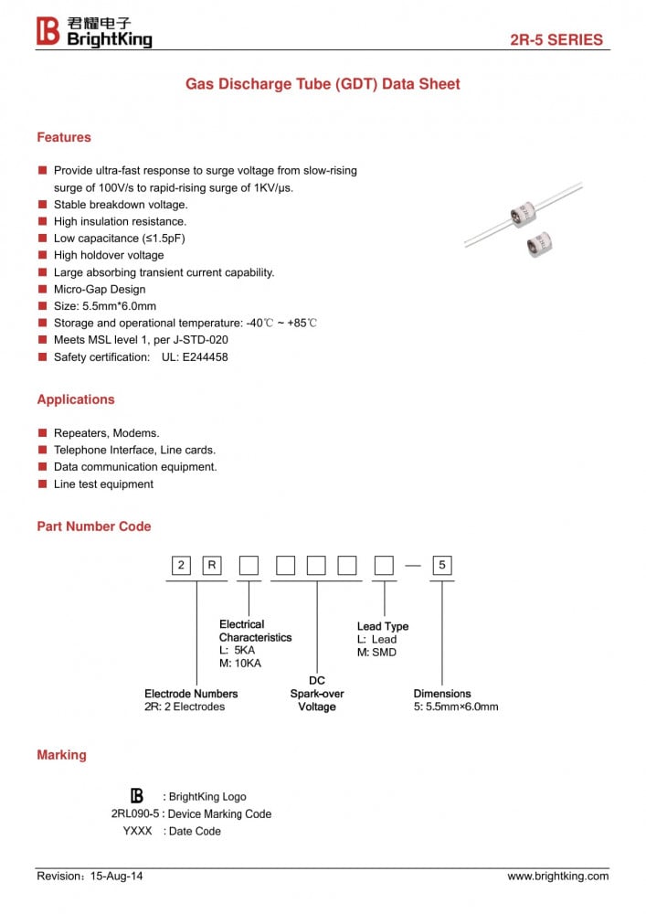 Brightking GDT datasheet page 1