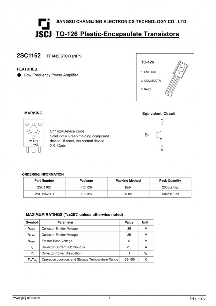 2SC1162 datasheet page 1