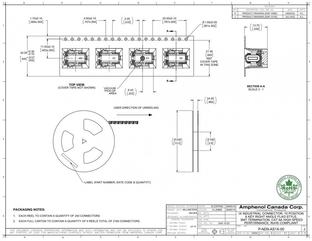 Amphenol ND9-AS14-00 product drawing page 3