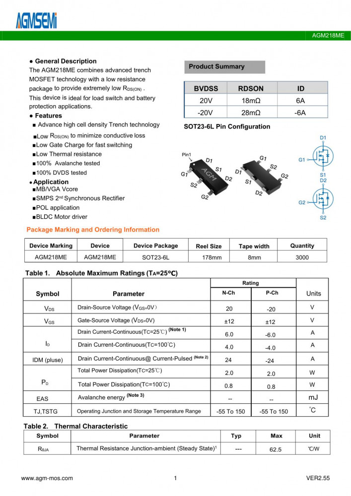 AGM218ME datasheet page 1