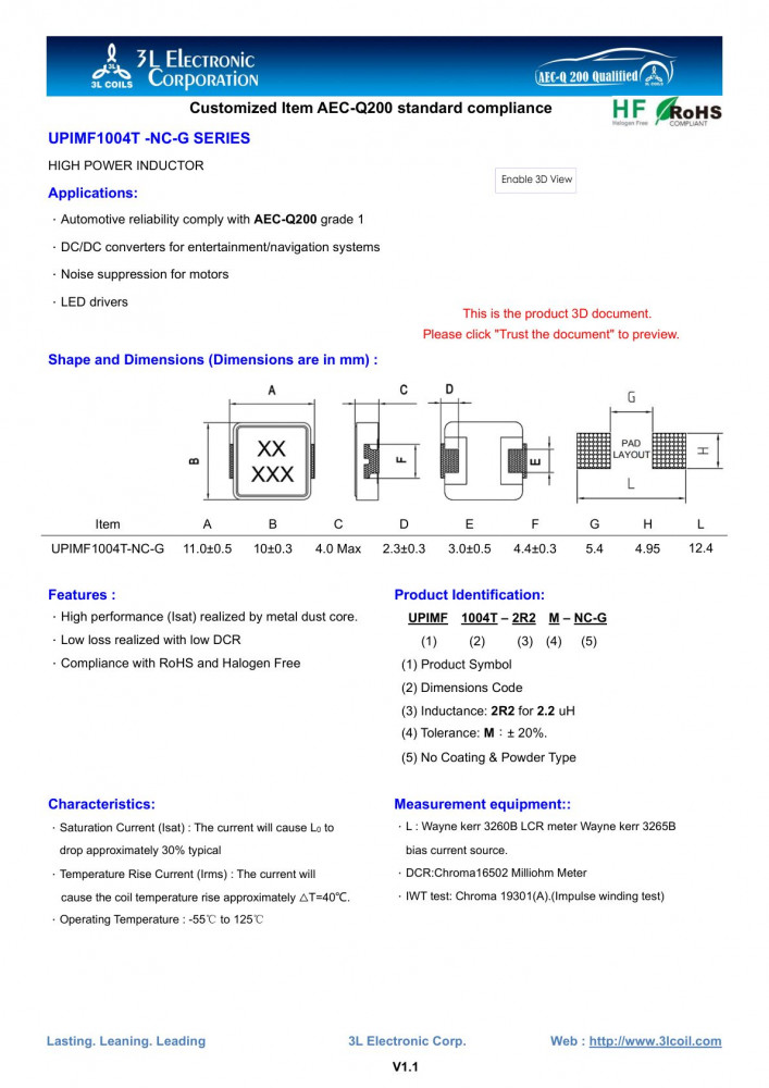 UPIMF1004T-NC-G datasheet page 1