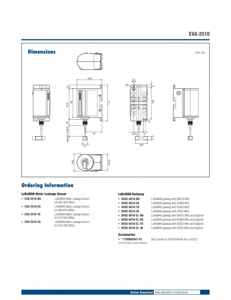 EVA-2510 product document page 2