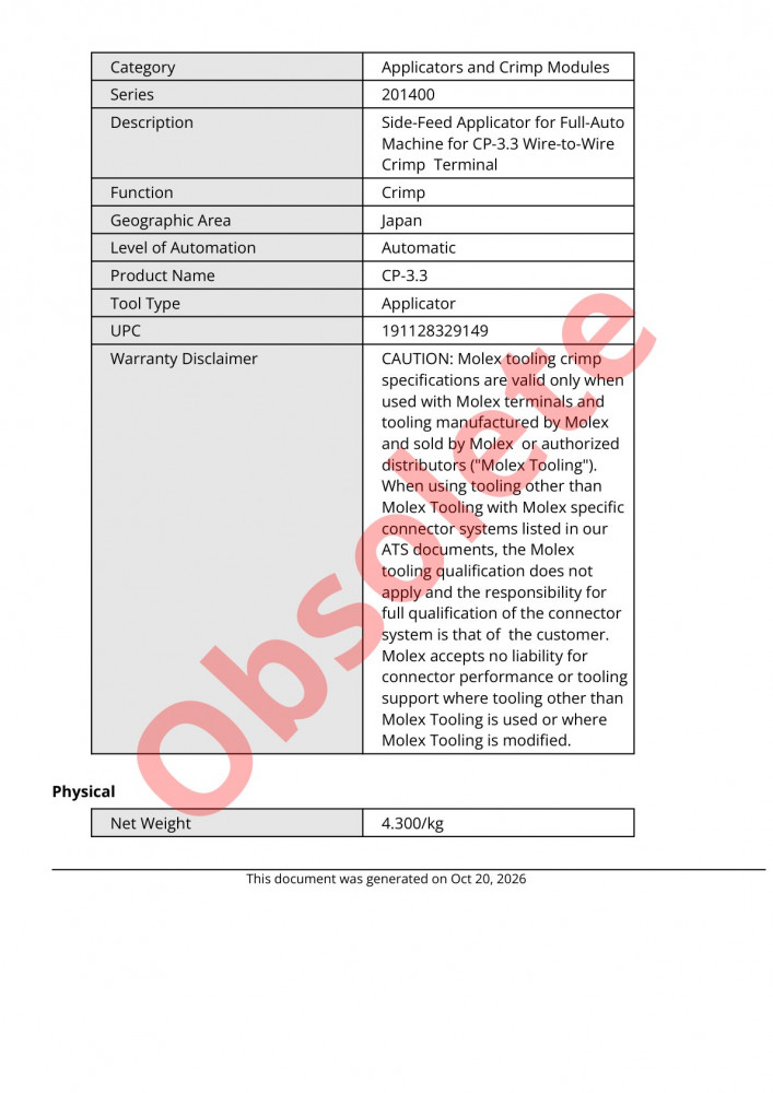 Technical document page 2 for product 2014003410