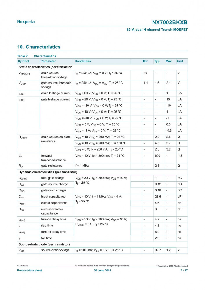 NX7002BKXBZ datasheet page 7