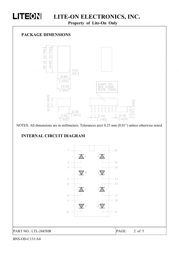 LTL-2685HR datasheet page 2