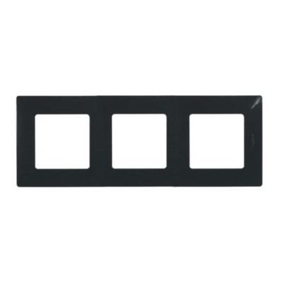 Niloé - Cover plate 3 gang Onyx - Horizontal/vertical mounting - Glossy thermoplastic black - Snap fastening flush-mounted installation for sale