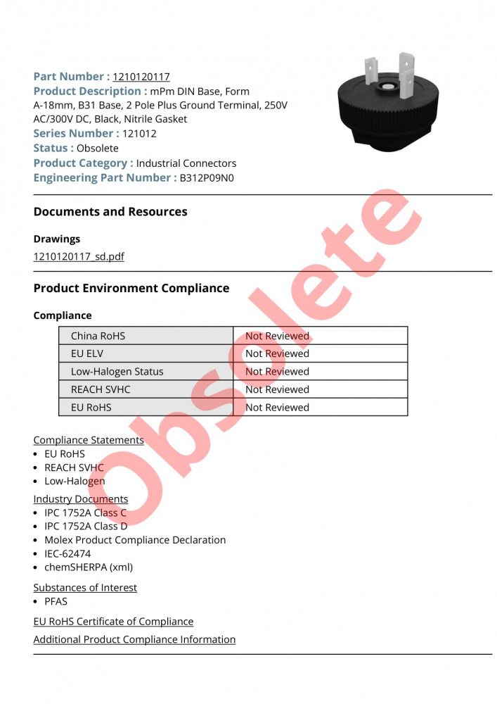 Molex B31 series product document, page 1