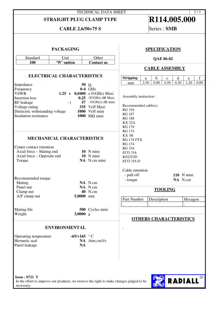 Radiall R114005000 product datasheet page 2