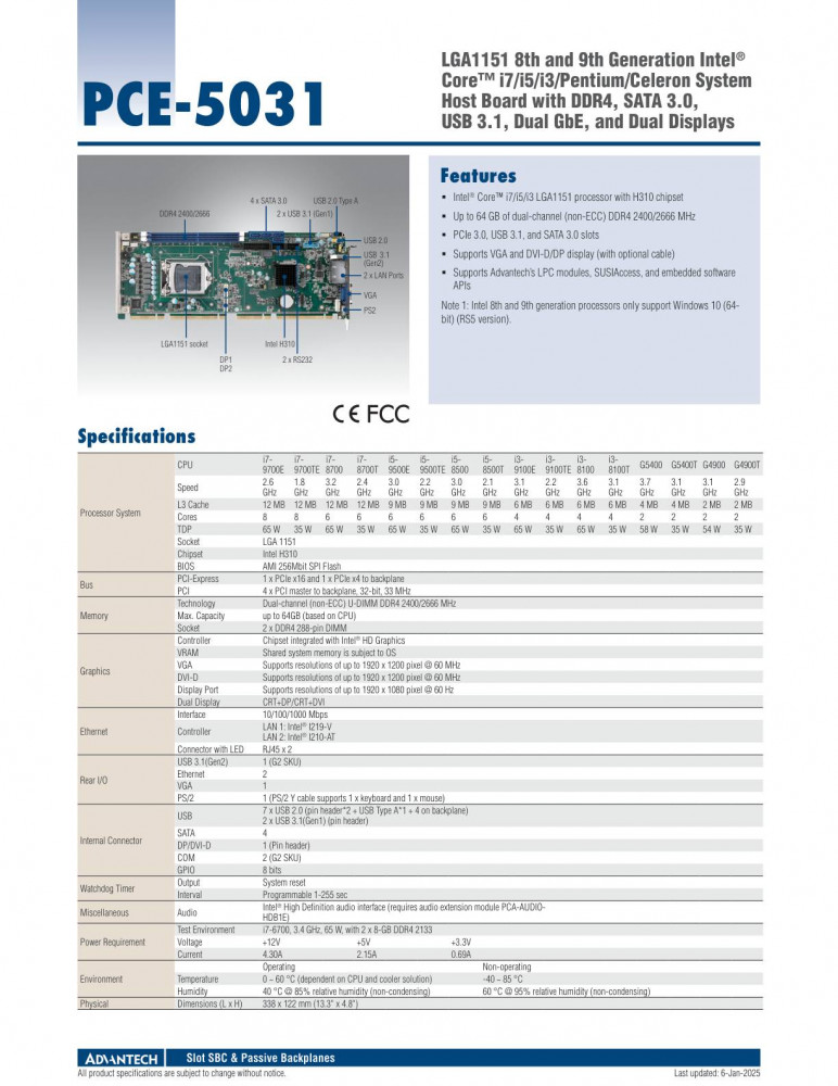 PCE-5031 technical document page 1