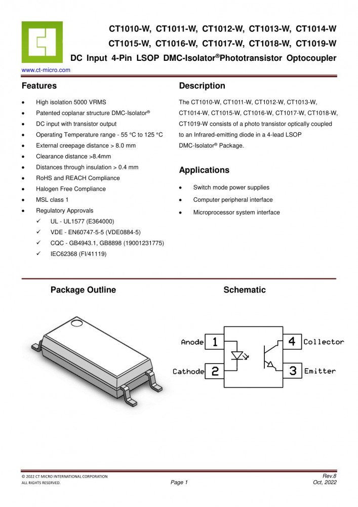 CT1019-W datasheet page 1