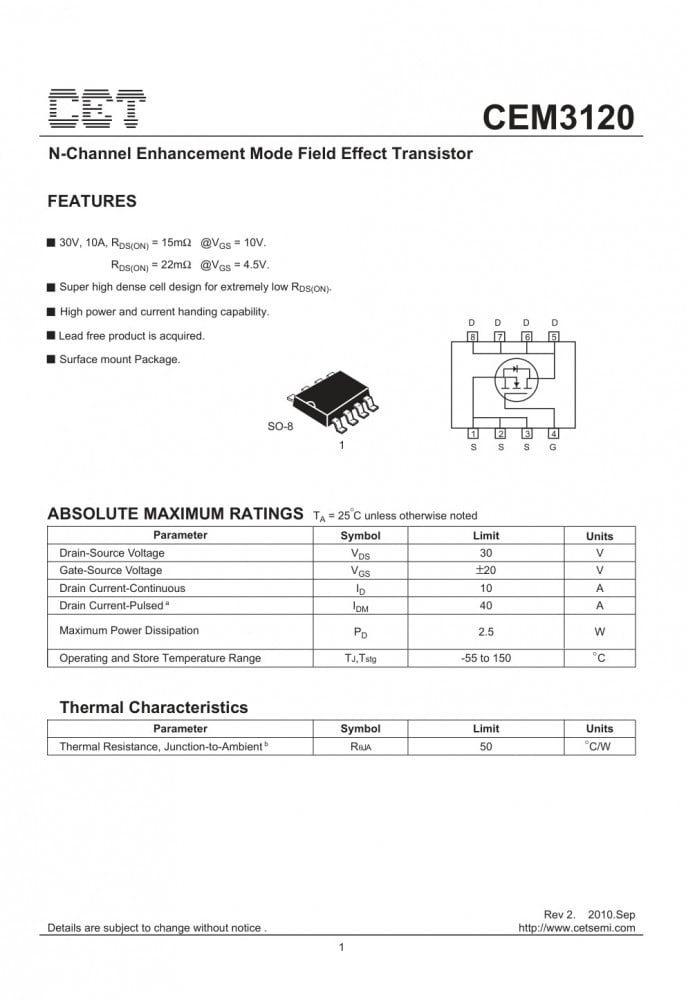 CEM3120 datasheet page 1