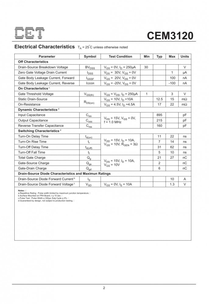 CEM3120 datasheet page 2