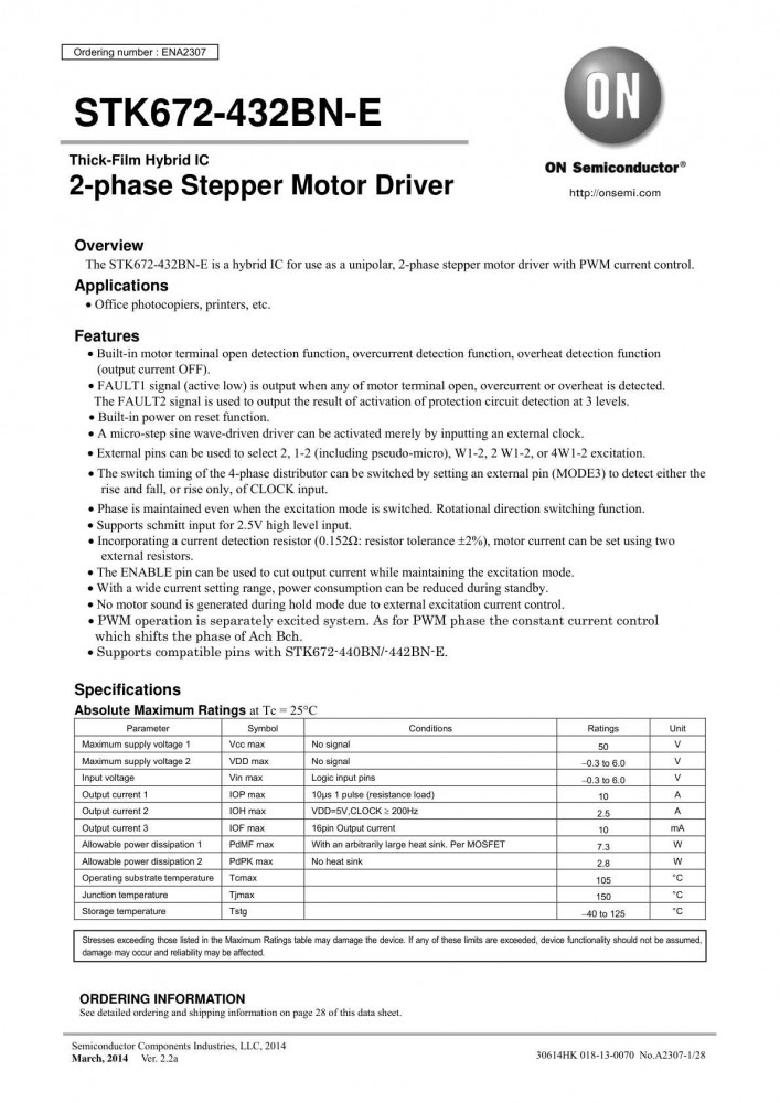 STK672-432BN-E datasheet page 1