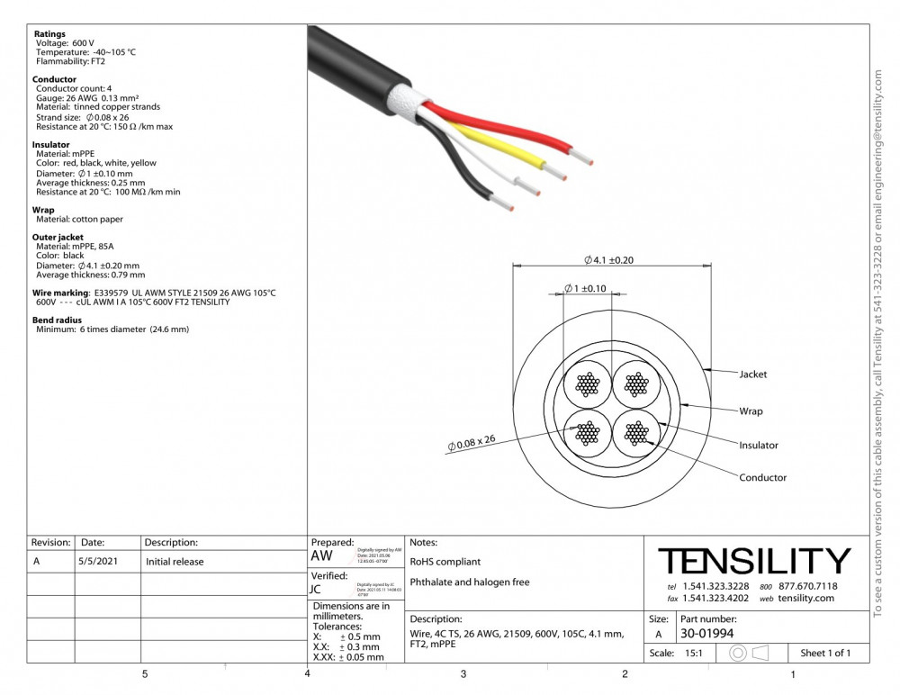 Tensility 30-01994 product drawing