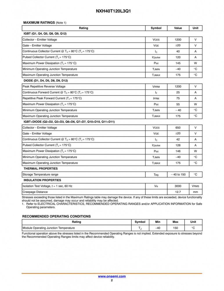 NXH40T120L3Q1 datasheet page 2