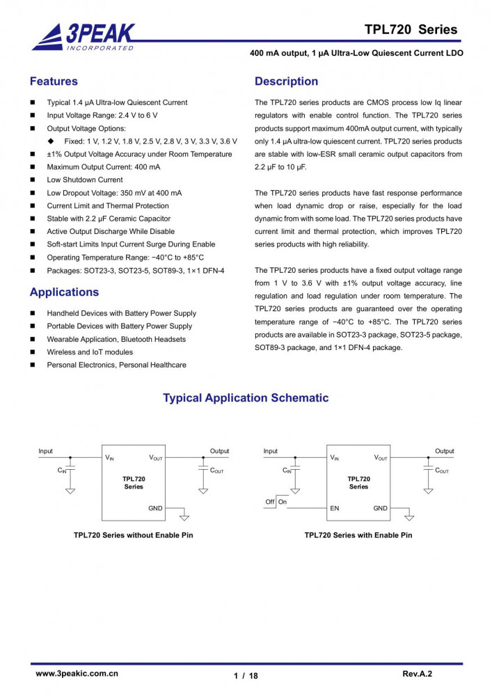 TPL720 technical document page 1